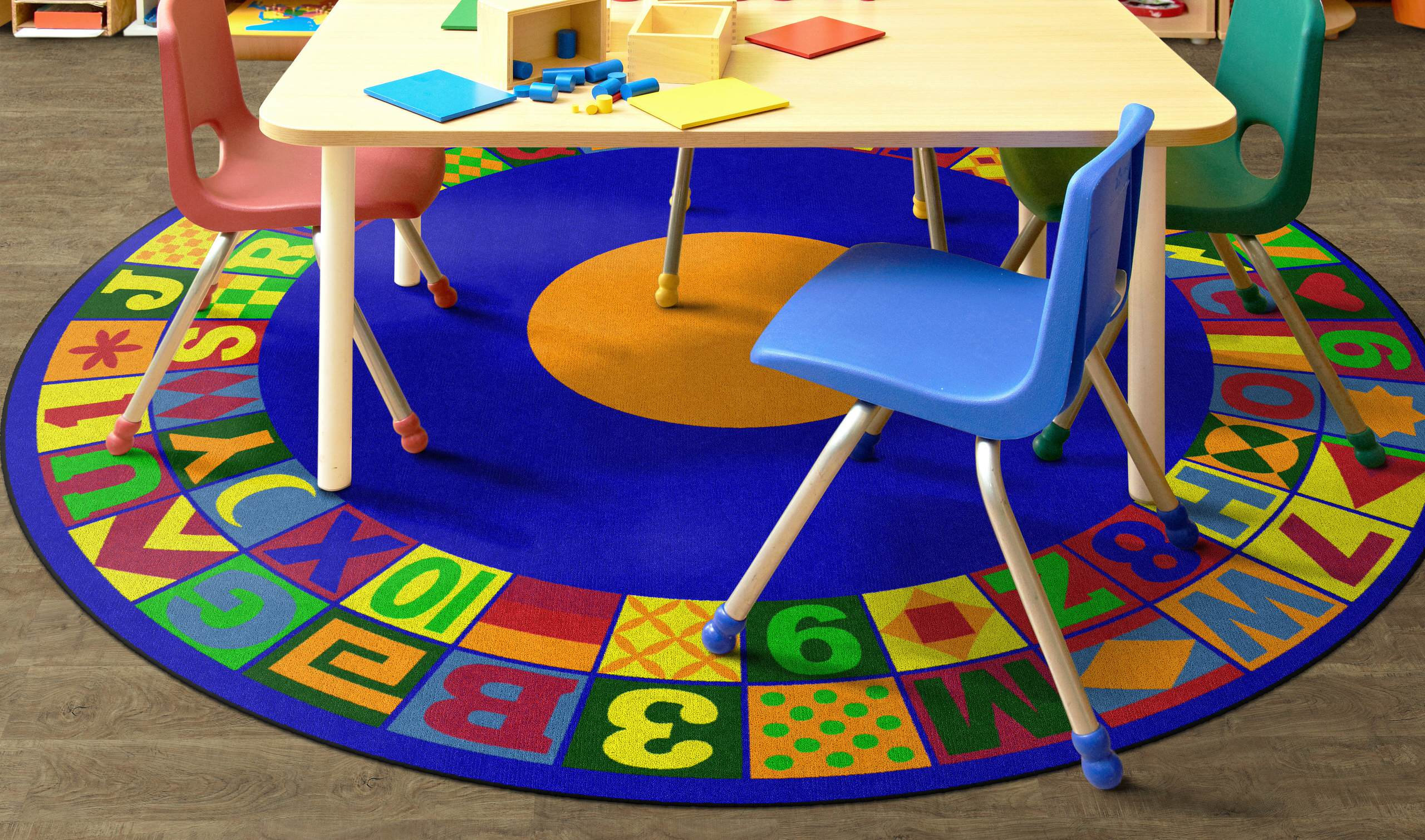 Flagship Carpets VA148-87A 8' Round Floors That Teach Educational Rug ...