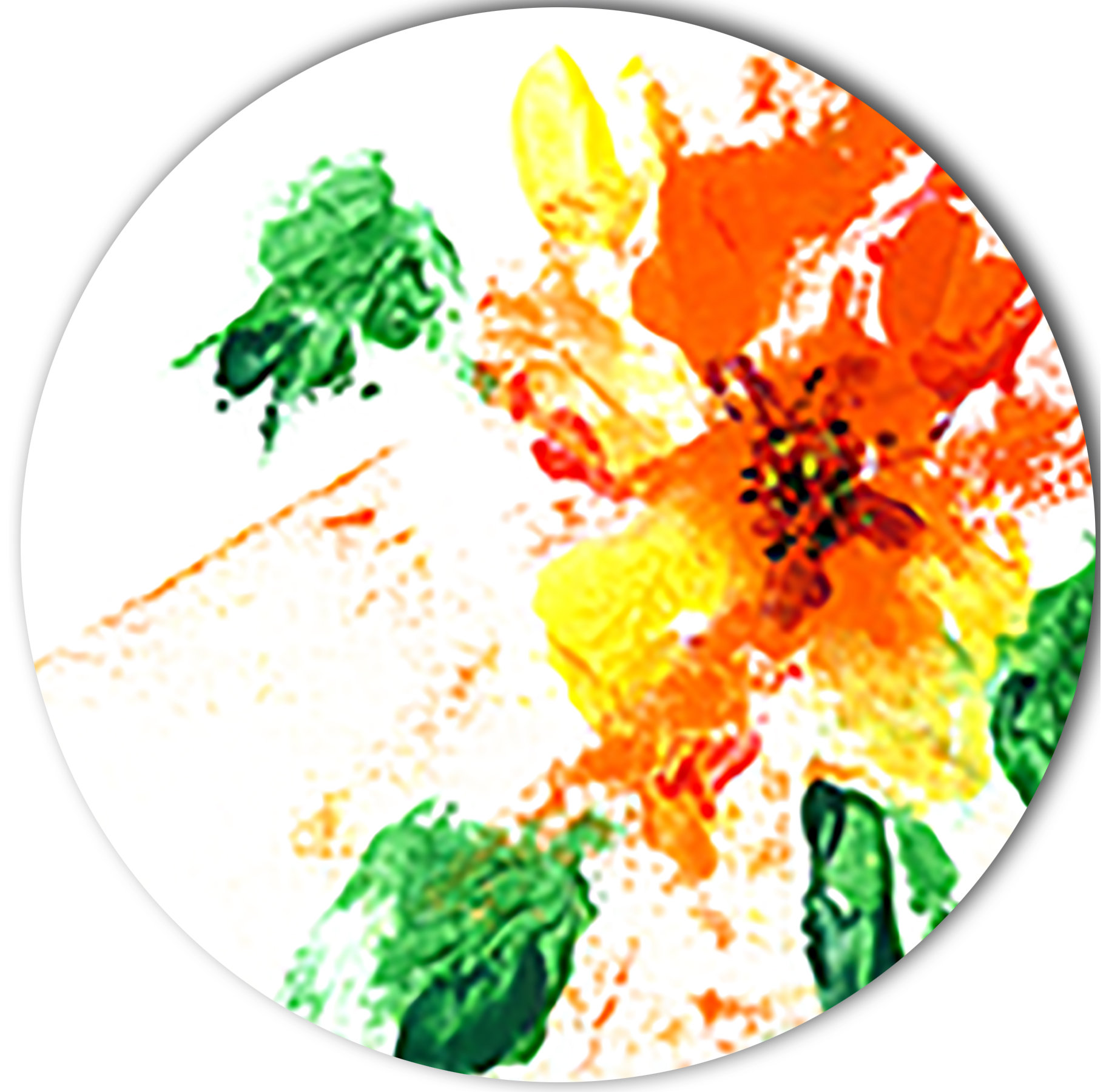 Painted Abstract Flower, Floral Art Disc Metal Wall Art, Disc of 36 ...