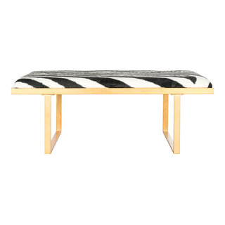 Everett Loft Bench / Coffee Table Zebra/ Gold - Contemporary ...