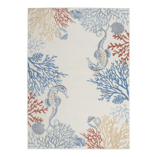 Nourison Seaside SDS03 Contemporary Ivory/Multi Rectangle Area Rug, 7 ...