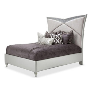 Michael Amini Melrose Plaza Cal. King Velvet Panel Bed in Dove Gray - Traditional - Panel Beds ...