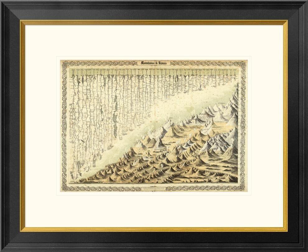 "Mountains & Rivers, 1856" Framed Digital Print by G.W. Colton, 26"x22 ...