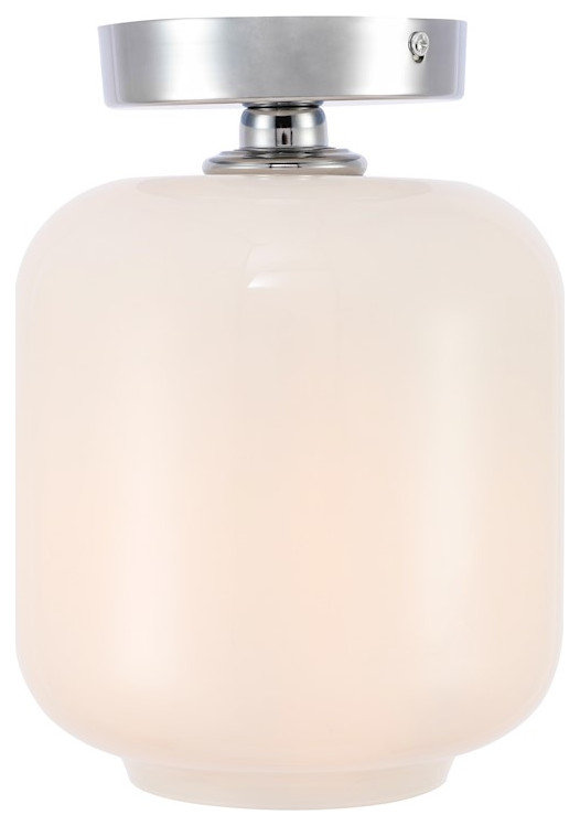 Living District Collier 1 Light Flush, Chrome WithFrosted White ...