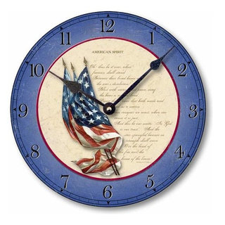 Vintage-Style American Flag Wall Clock - Rustic - Wall Clocks - by ...