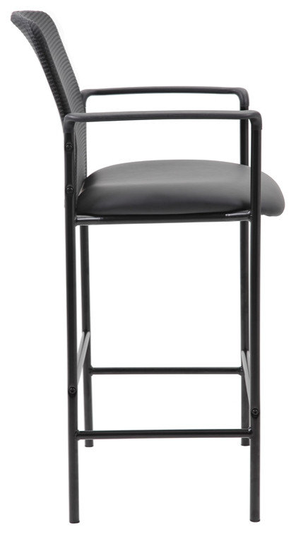 Scranton & Co 28.5" Modern Vinyl/Mesh Counter Stool with Arms in Black ...