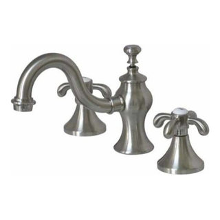 French Country 8" Widespread Lavatory Faucet With Brass Pop-Up, Satin ...
