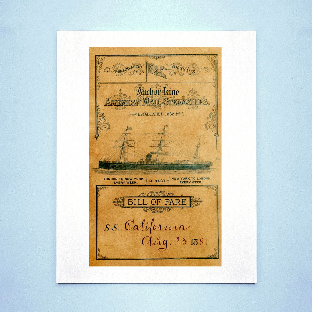 SS California 1881 Vintage Menu Art Print, 13x19" - Prints And Posters ...