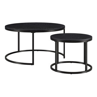 Watson Round Nested Coffee Table with MDF Top in Blackened Bronze/Black ...