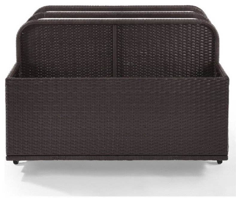 Pemberly Row Coastal Wicker / Rattan Patio Float Caddy in Brown ...