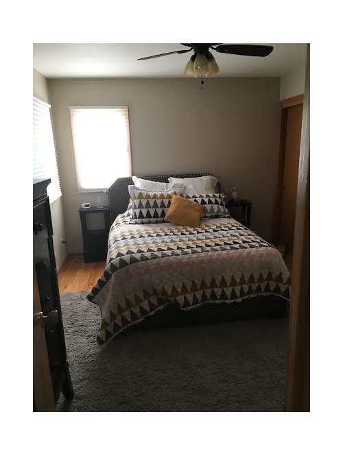 Bedroom with too many doors and off centered windows??