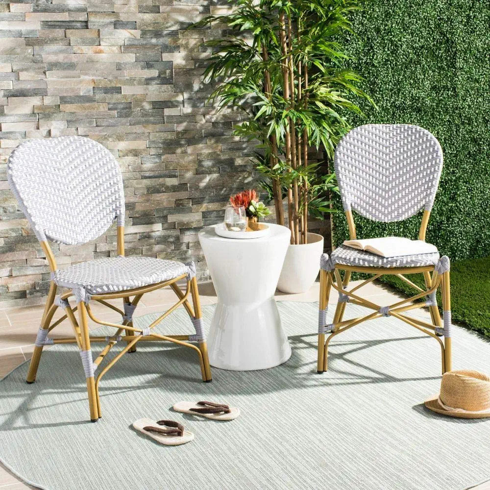 2-Piece Stackable Patio Dining Chair Set Featuring Armless PE Wicker ...