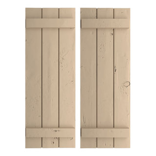 Rustic 3 Board Joined B-N-B Faux Wood Shutters, 16.5x44" - Rustic ...