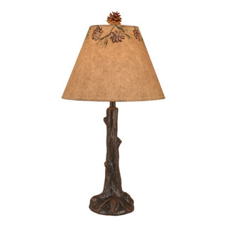 Rust Tree Trunk Table Lamp With Burnt Umber Pinecone Canopy Shade ...
