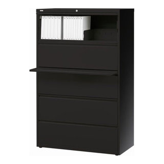 Scranton & Co 30" 5-Drawer Modern Metal Lateral File Cabinet in Black ...