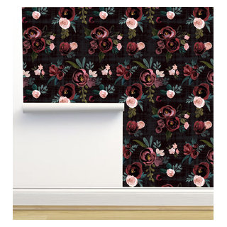 Madison Floral Wallpaper, 24"x72" - Contemporary - Wallpaper - by ...