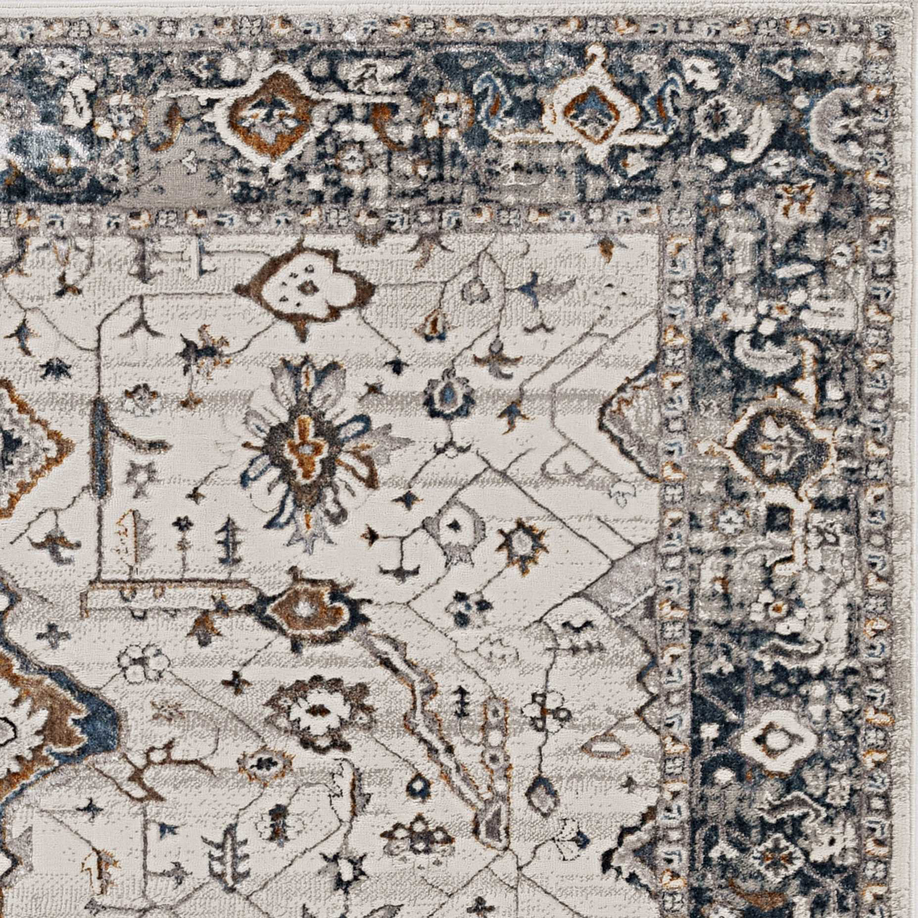 HomeRoots 10'x13' Ivory Grey Machine Woven Traditional Indoor Area Rug ...