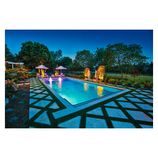 North Barrington, IL Rectilinear Swimming Pool with Geometric Parquet ...