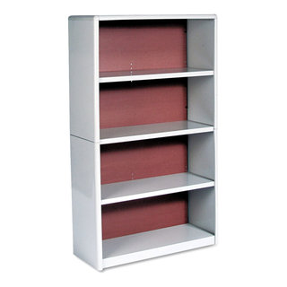Grey Contemporary Steel Bookcase With Adjustable 12"D Shelves, 70 lb ...