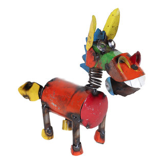 Recycled Metal Springy Donkey, Mini - Contemporary - Garden Statues And ...