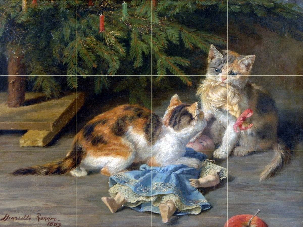 Tile Mural, the Christmas Spat Backsplash, Four Inch Marble ...