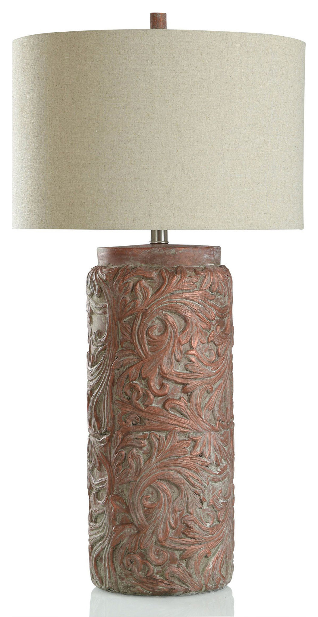 Fiber Cement Table Lamp Terracotta Finished Base Cream Shade 40"H ...