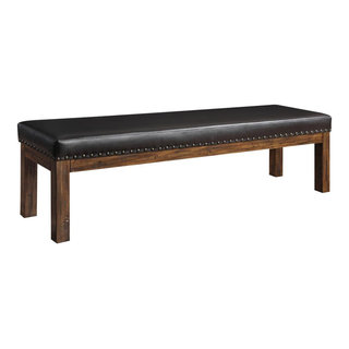 Upholstered Bench with Upholstered Faux Leather Seat And Nailhead Trim ...