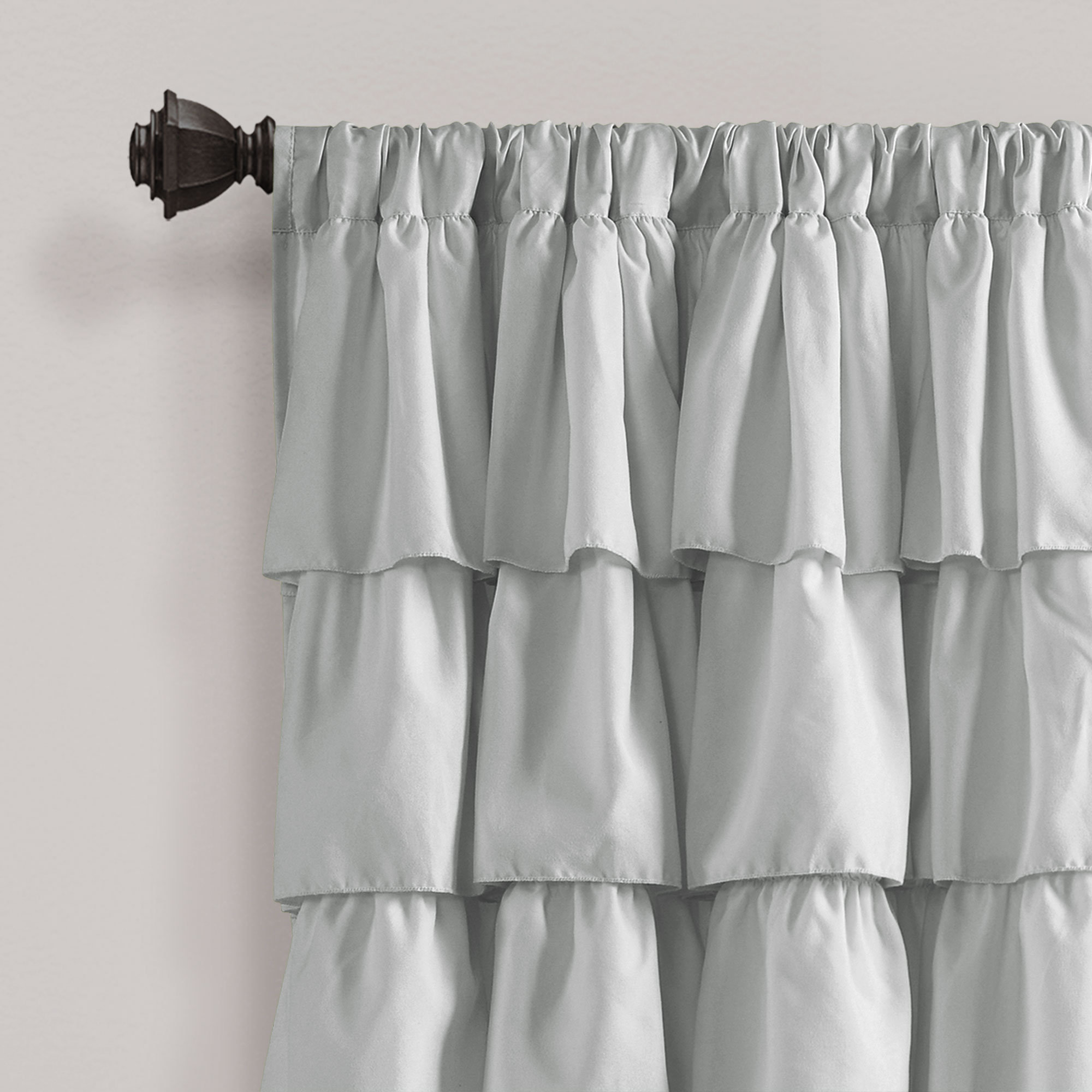 Ruffle Window Curtain Panels Light Gray Single 50X84, 84" x 50 ...