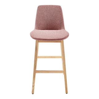 Clara Bar Stool, Rose Red Fabric and Natural Ash Base Set of 1 ...