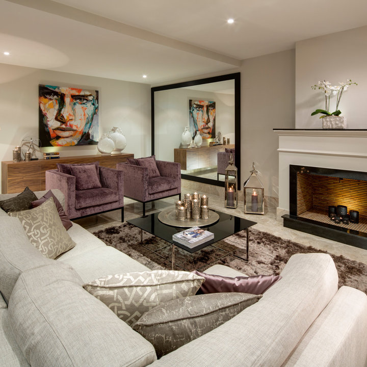 75 Beige Marble Floor Living Room Ideas You'll Love - November, 2025 ...