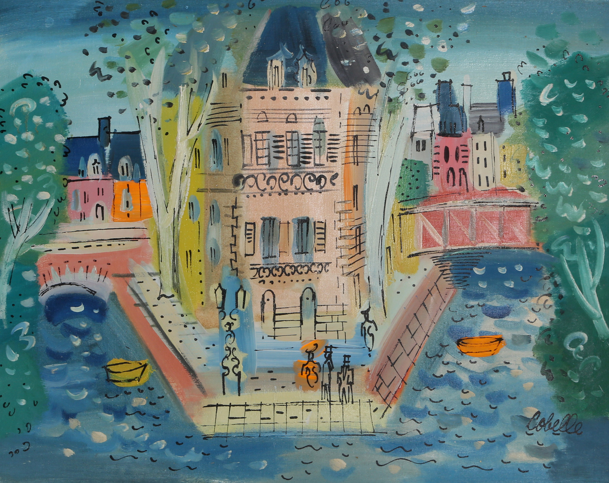 Moment, Paris 1955, Charles Cobelle, 20x24 - Contemporary - Paintings ...
