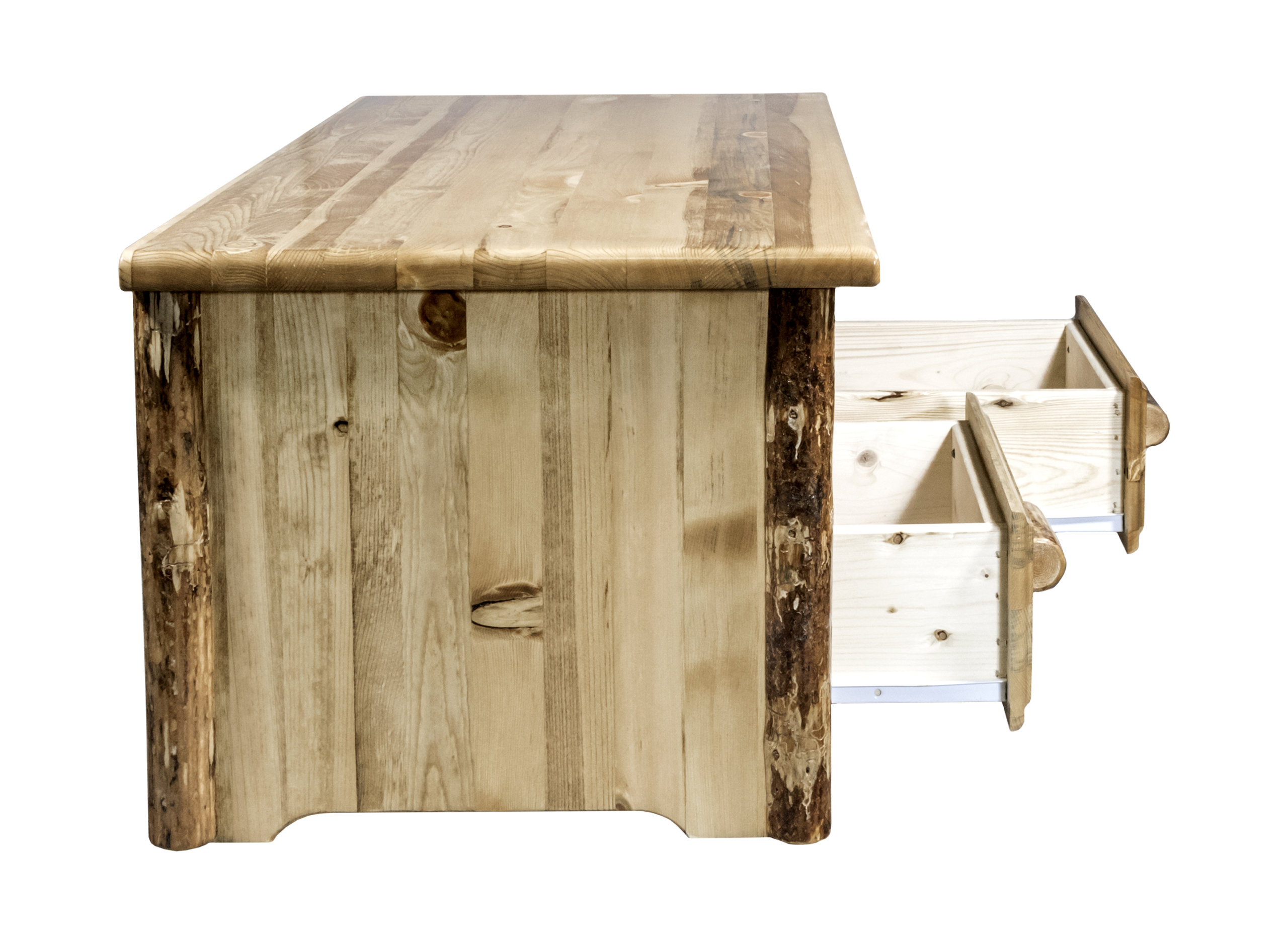 Montana Log Wood Two Drawer Entertainment Center MWGCSCEC2D - Rustic ...