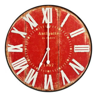 Large Red Vintage Style Clock - Farmhouse - Wall Clocks - by Design Mix ...