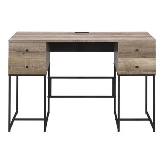 47" Brown and Black Writing Desk With Four Drawers - Industrial - Desks ...