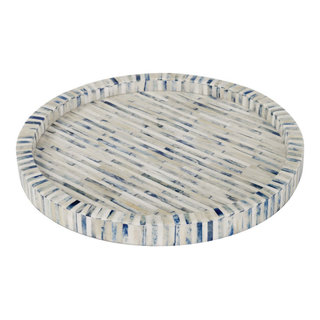Bone and Indigo Tray Round - Contemporary - Serving Trays - by ...