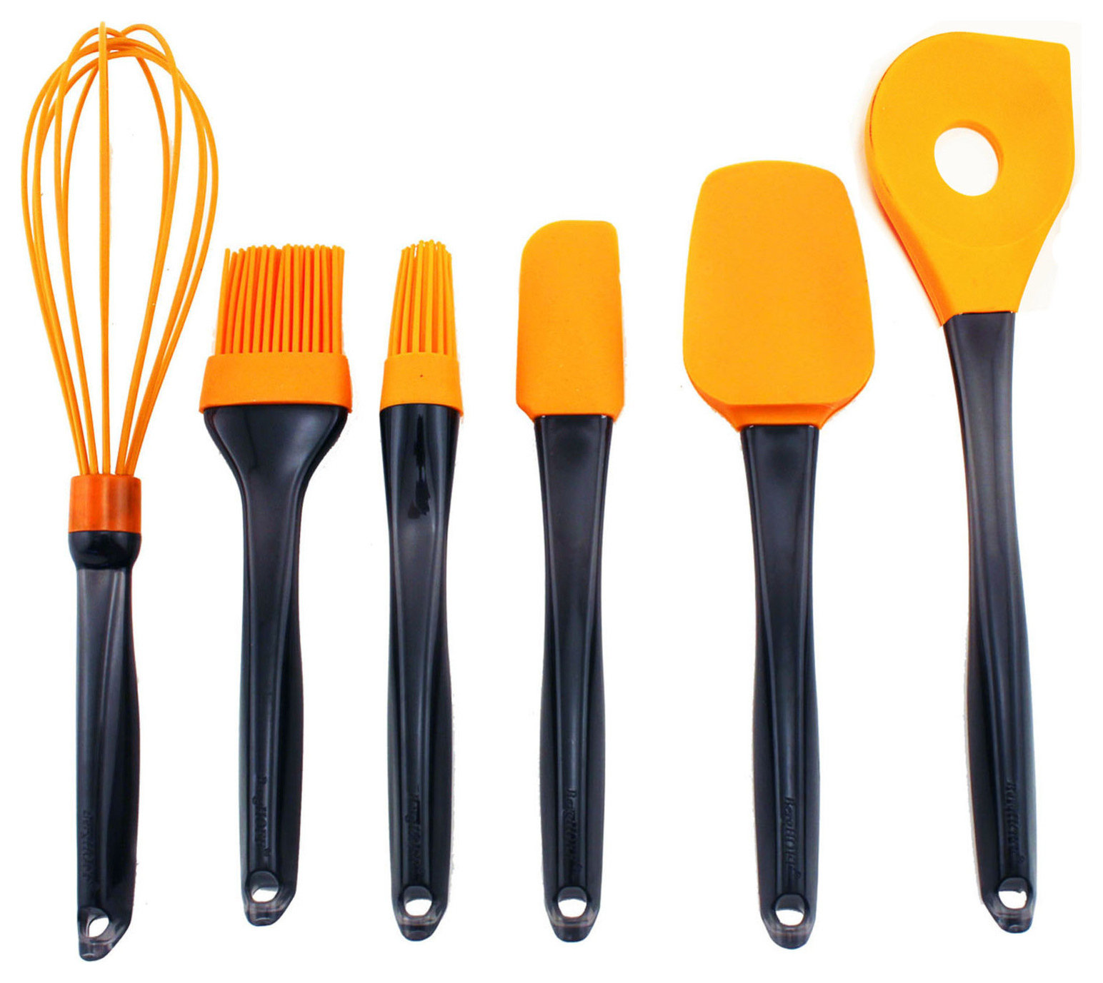 Geminis 6-Piece Silicone Orange Utensil Set - Contemporary - Frying ...