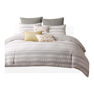 INK+IVY Lakeside Neutre Stripes Comforter/Duvet Cover Mini Set, Grey ...