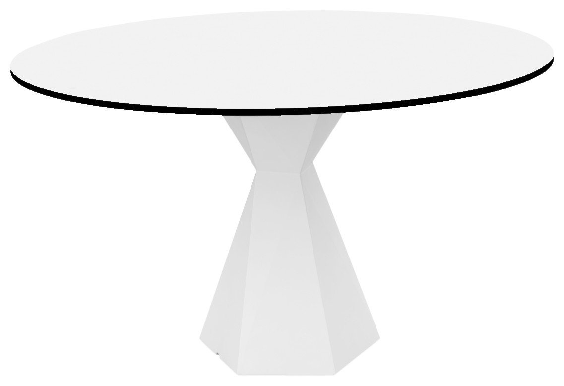Vertex Table 47.25"Dia. White Base White HPL Black Edge Top ...