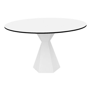 Vertex Table 47.25"Dia. White Base White HPL Black Edge Top ...