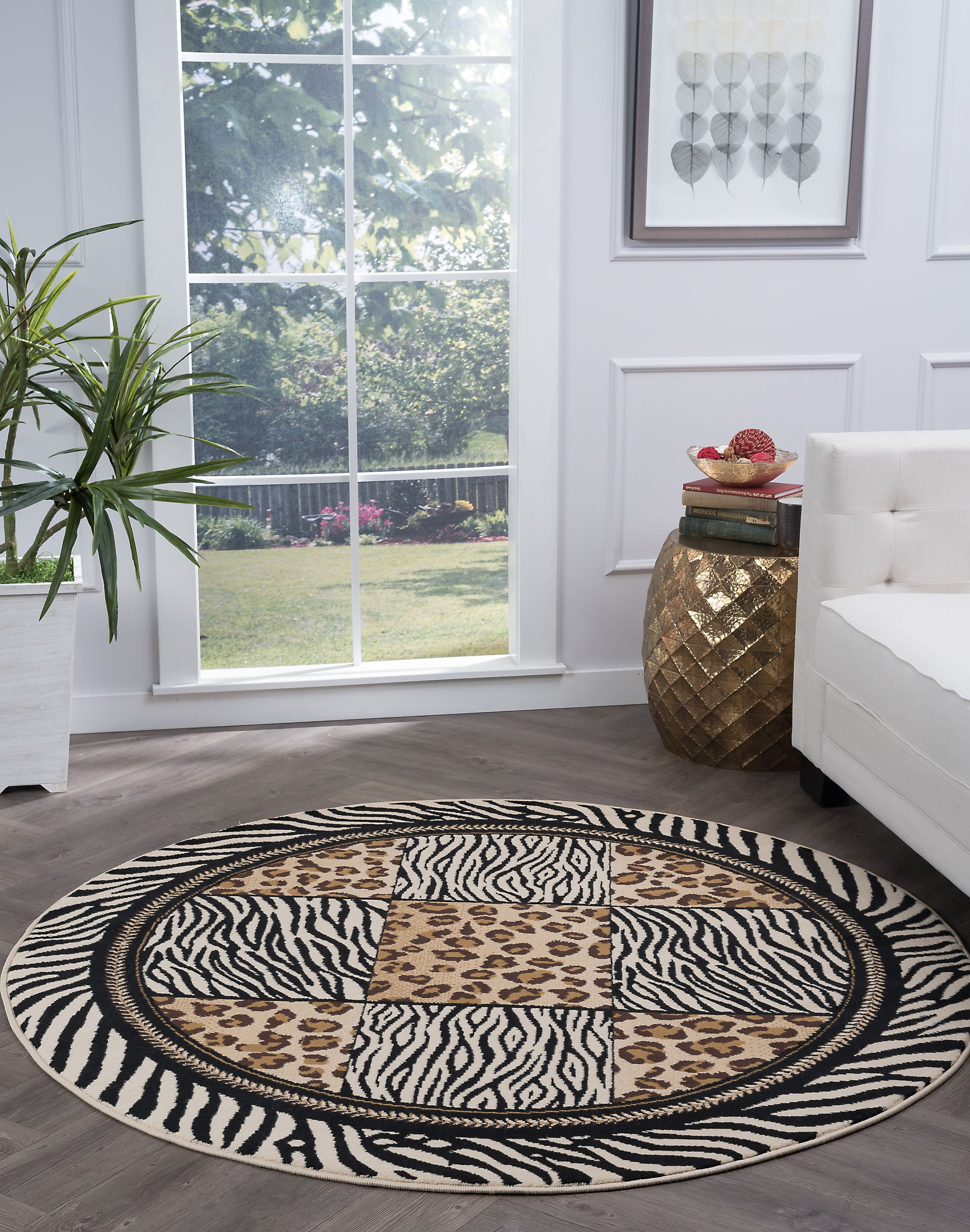 Macie Transitional Animal Area Rug, 7'10'' Round - Contemporary - Area ...