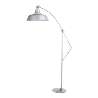 10" Farmhouse LED Industrial Floor Lamp, Galvanized Silver - Farmhouse ...
