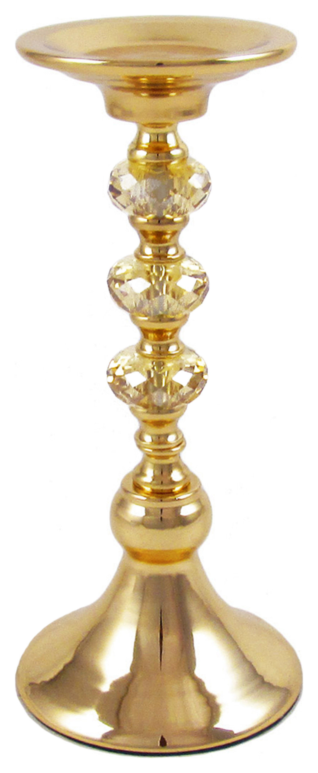 Gold Diamond Gem Crystal Candlestick Pillar Candle Holder Centerpiece ...