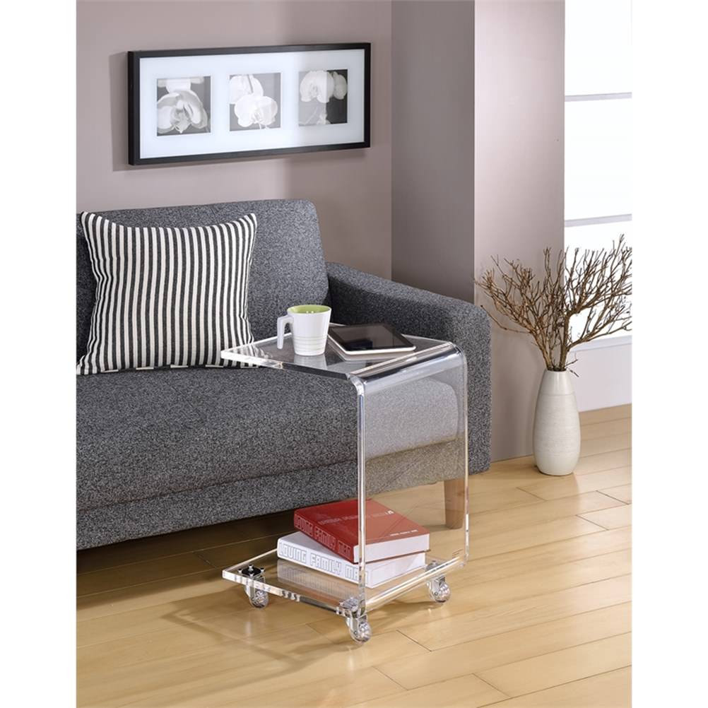 Pemberly Row Pure Decor C Shape Lucite and Acrylic Accent Table - Clear ...
