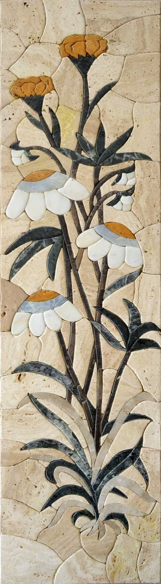 Rectangle Mosaic Art, Flori Flori, 17" x 67" - Contemporary - Tile ...
