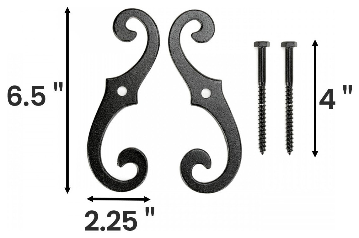 Black Shutter Dog Holders 6.5" L S Style Aluminium Rust Resistant Pack ...