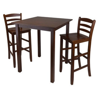 Elegant Antique Walnut Pub Set with Tall Table & Ladder Back Stools ...