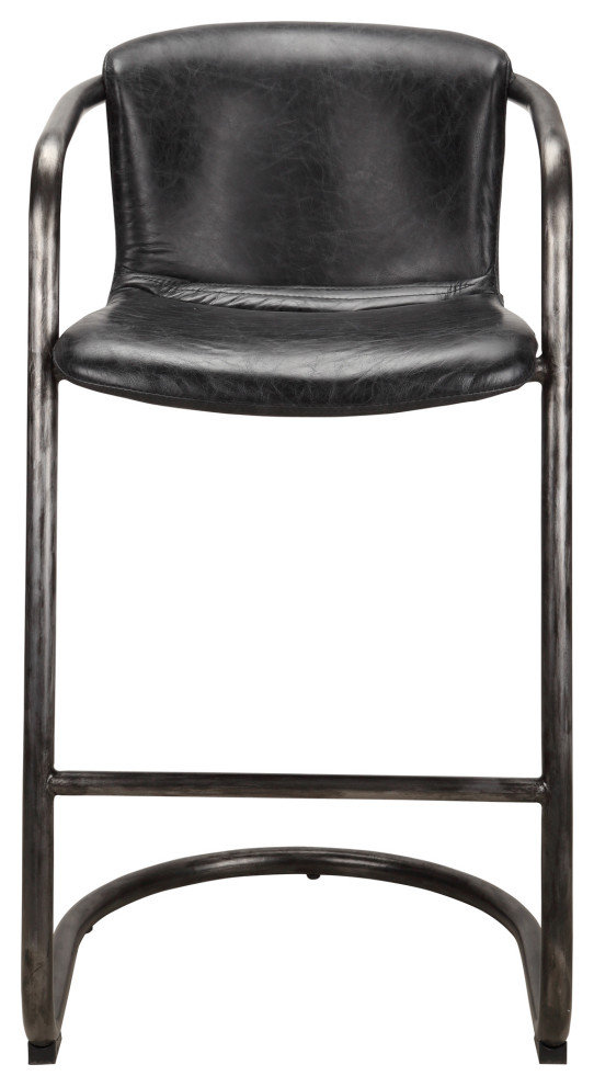 Freeman Barstool Onyx Black Leather -M2 - Industrial - Bar Stools And ...