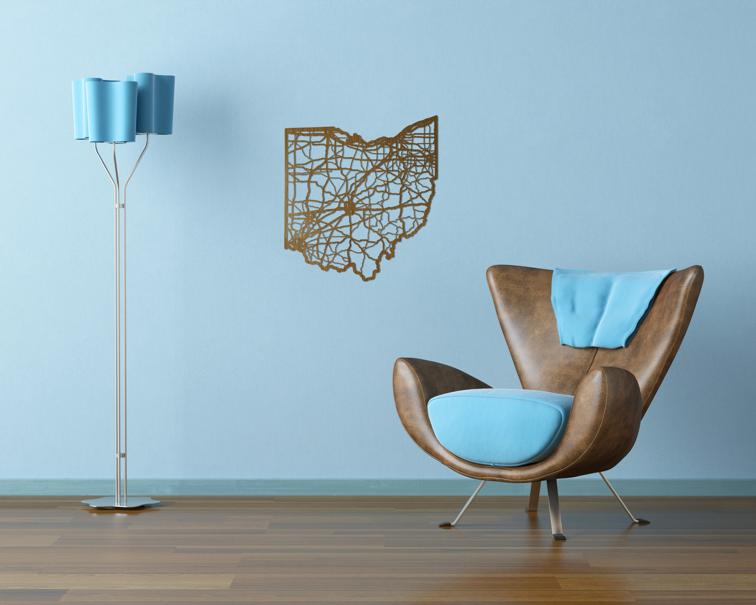 Wooden Ohio Map - Contemporary - Wall Accents - by Cut Maps | Houzz