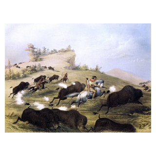 George Catlin Catlin the Artist Shooting Buffaloes Wrapped Canvas ...