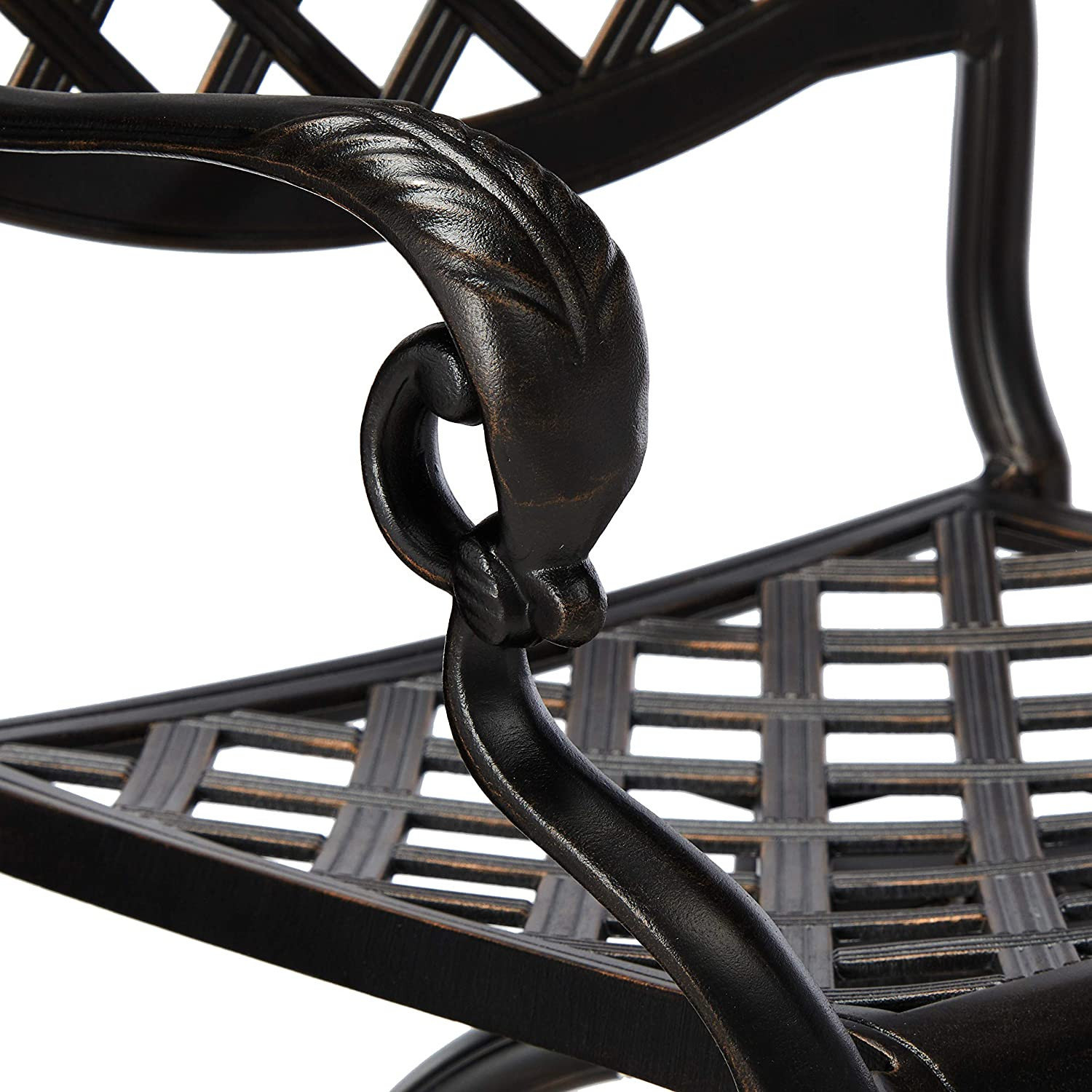 Patio Bar Stool, Lattice Patterned Seat & Back With Scrolled Arms ...