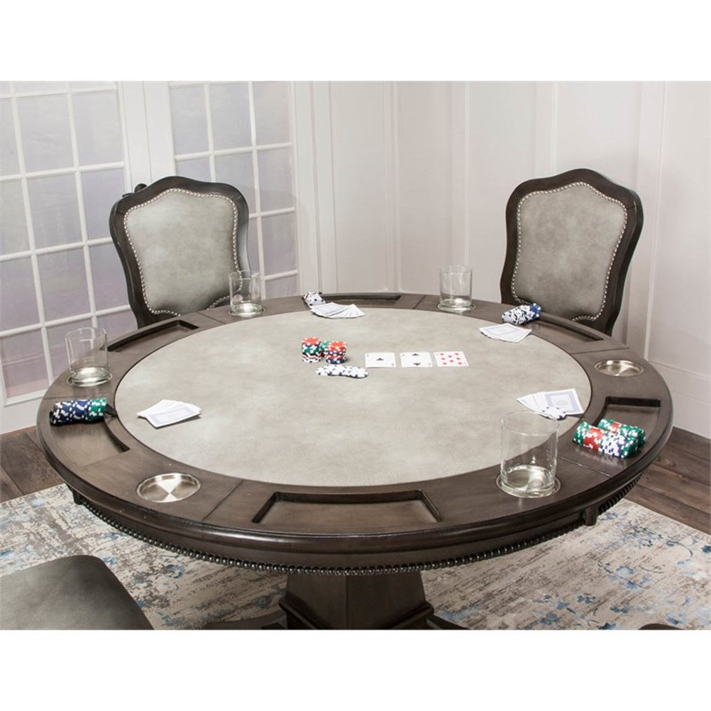 Bowery Hill 48" Round Reversible Top Wood Dining/Poker Table in Gray ...